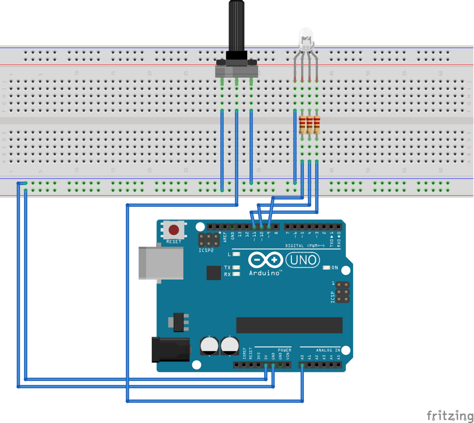 Arduino RGB LED Controller: Adjust Colors With Potentiometers. - Smartthings